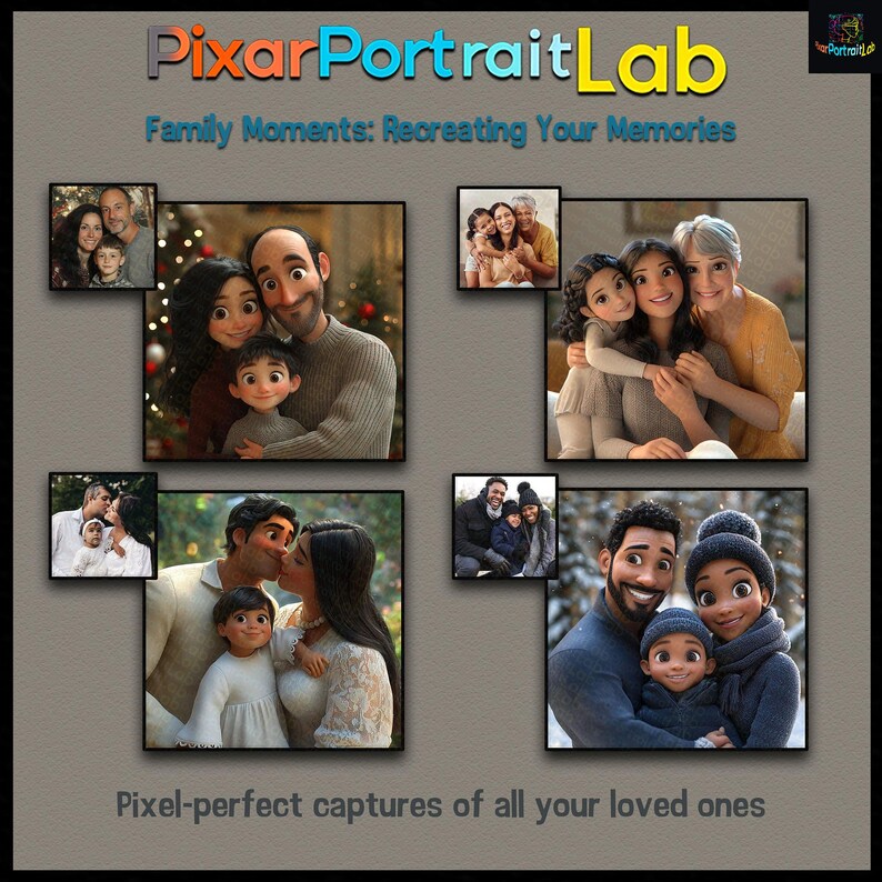 Family Portrait in Pixar Style | Custom Digital Art | Children Portrait ...