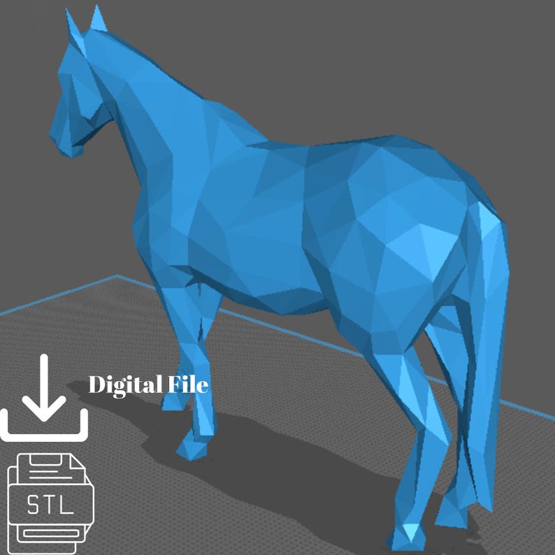 3D Low Poly Horse STL File Decorative Animal 3D Print File Digital ...