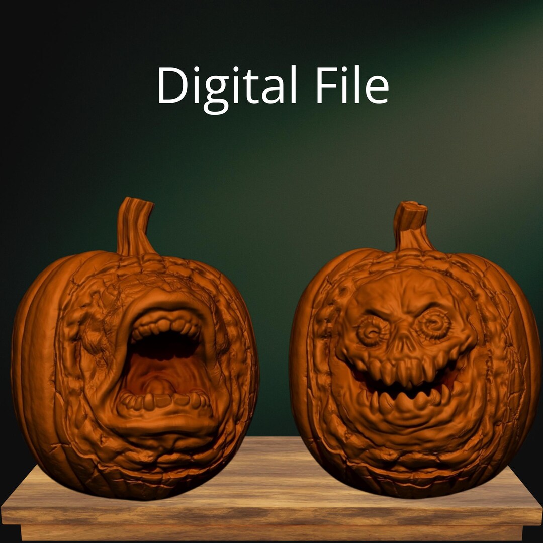 Scary Halloween Pumpkin 3D STL File, 3D Digital Printing Model for 3D ...