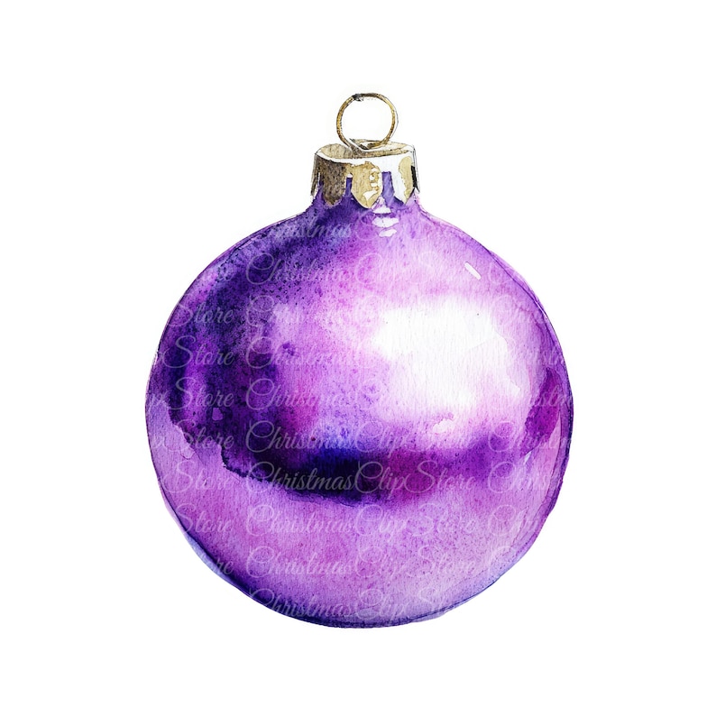 10 Purple Christmas Bauble Digital Illustrations, High Quality PNG ...