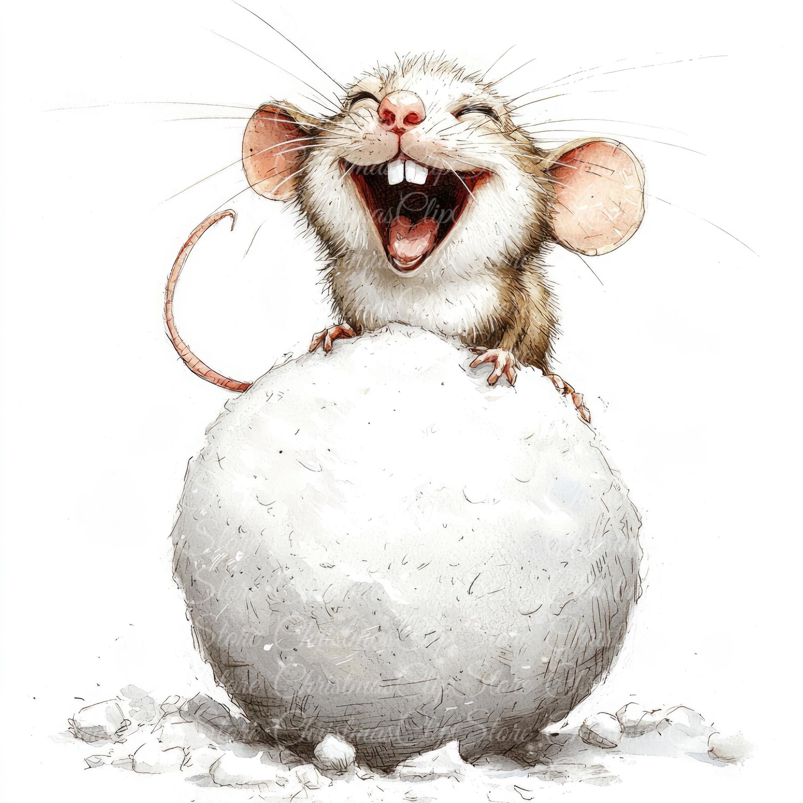 9 Mouse on Snowball Digital Illustration, High Quality JPG Images ...