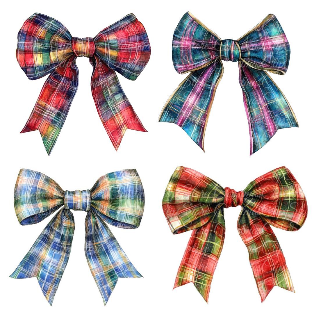 10 Scottish Tartan Bow Digital Illustrations, High Quality PNG & JPG ...