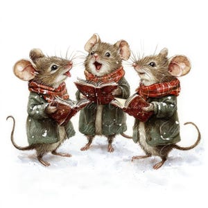 10 Christmas Mouse Carolers Digital Illustrations, High Quality PNG ...