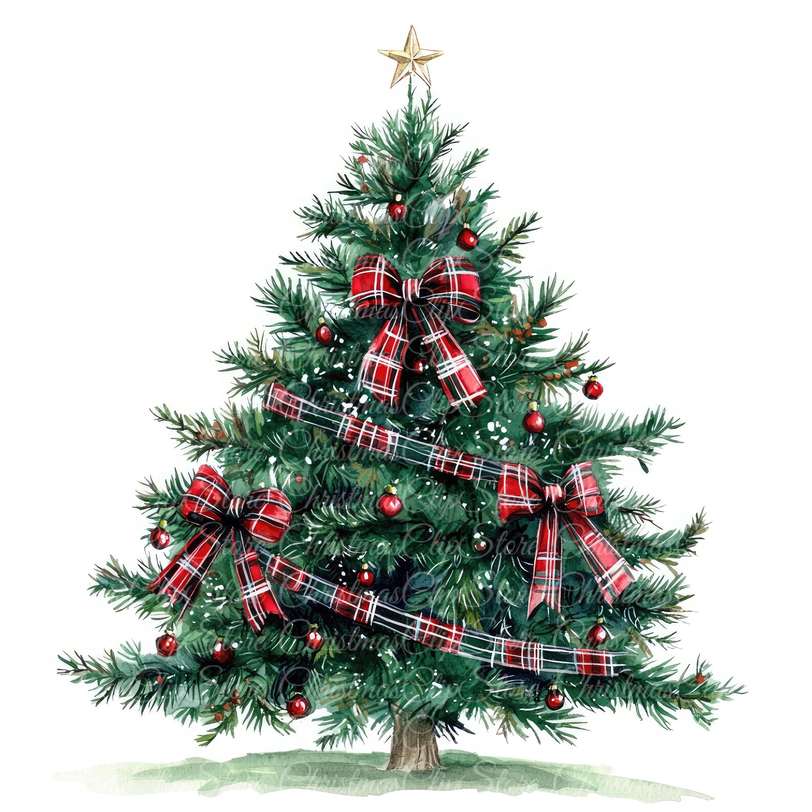 10 Scottish Tartan Christmas Tree Digital Illustrations, High Quality ...