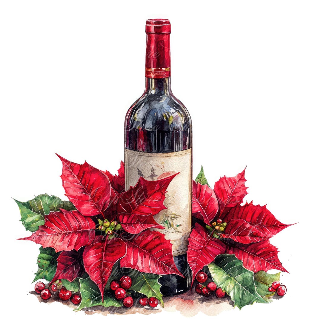 10 Christmas Wine Digital Illustrations, High Quality PNG & JPG Images ...