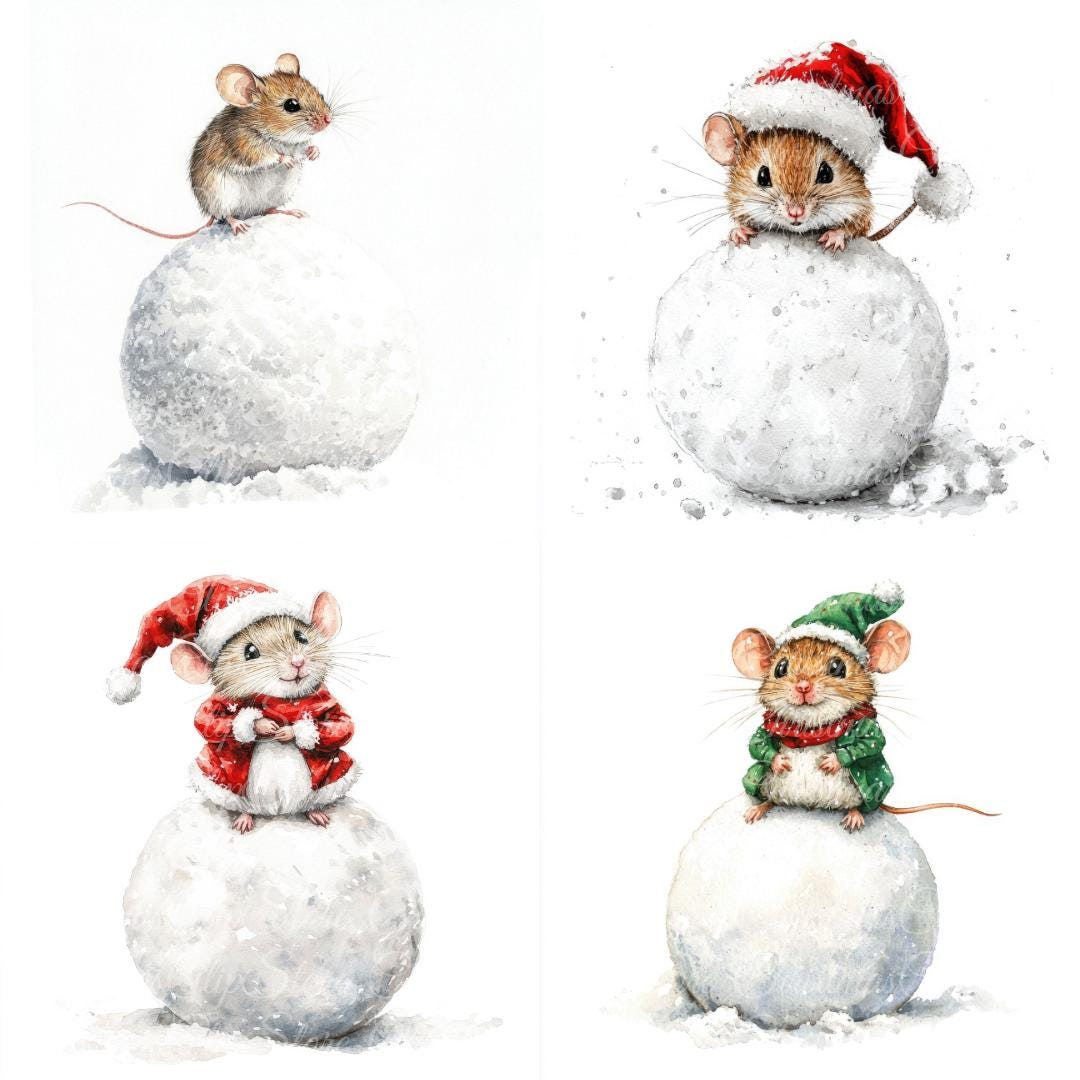 9 Mouse on Snowball Digital Illustration, High Quality JPG Images ...