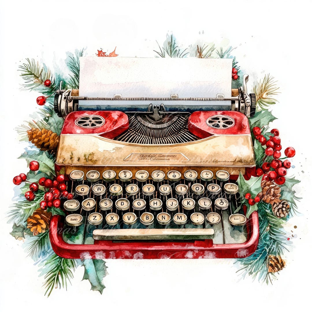 10 Christmas Typewriter Digital Illustrations, High Quality PNG & JPG ...