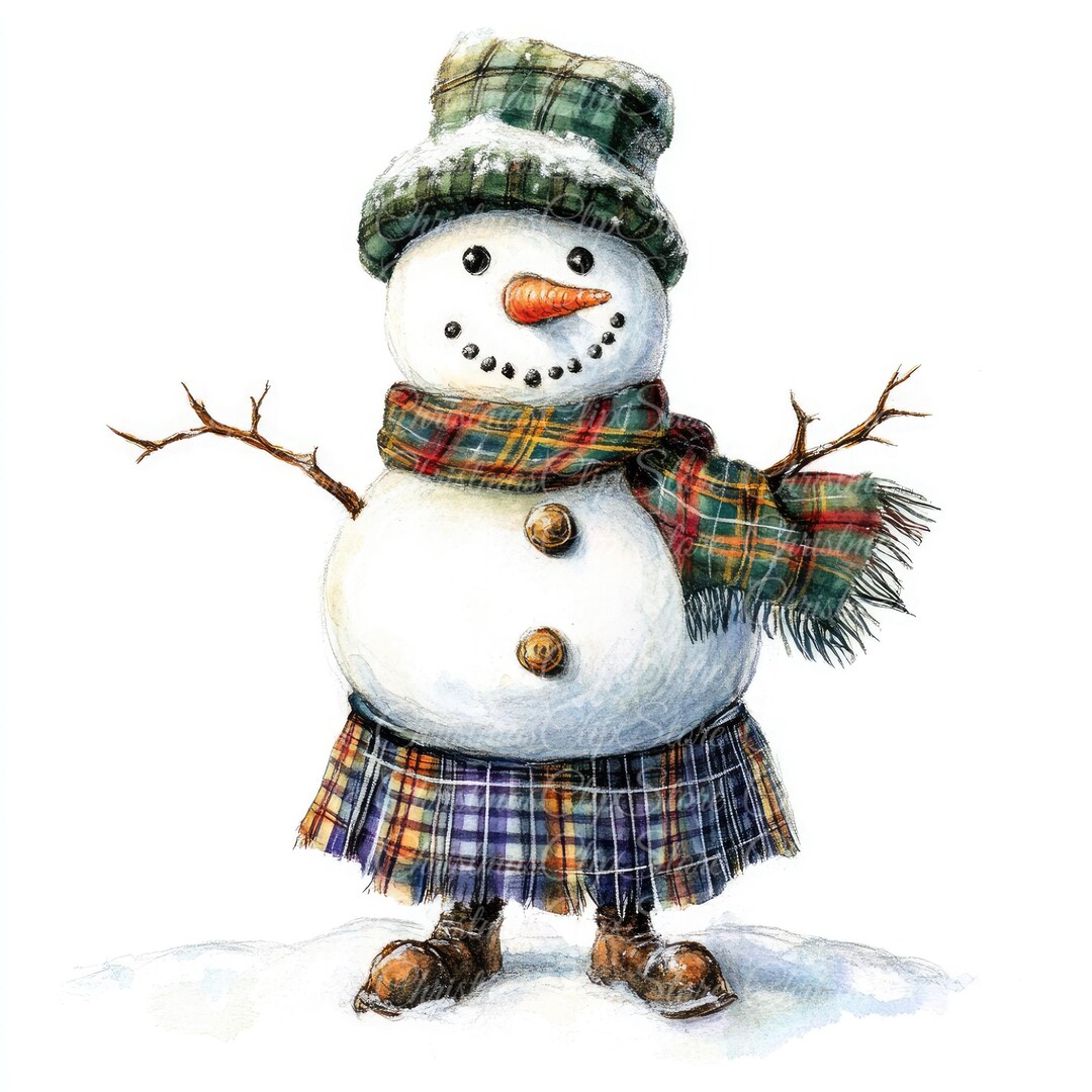 10 Scottish Snowman Digital Illustration, High Quality JPG Images ...