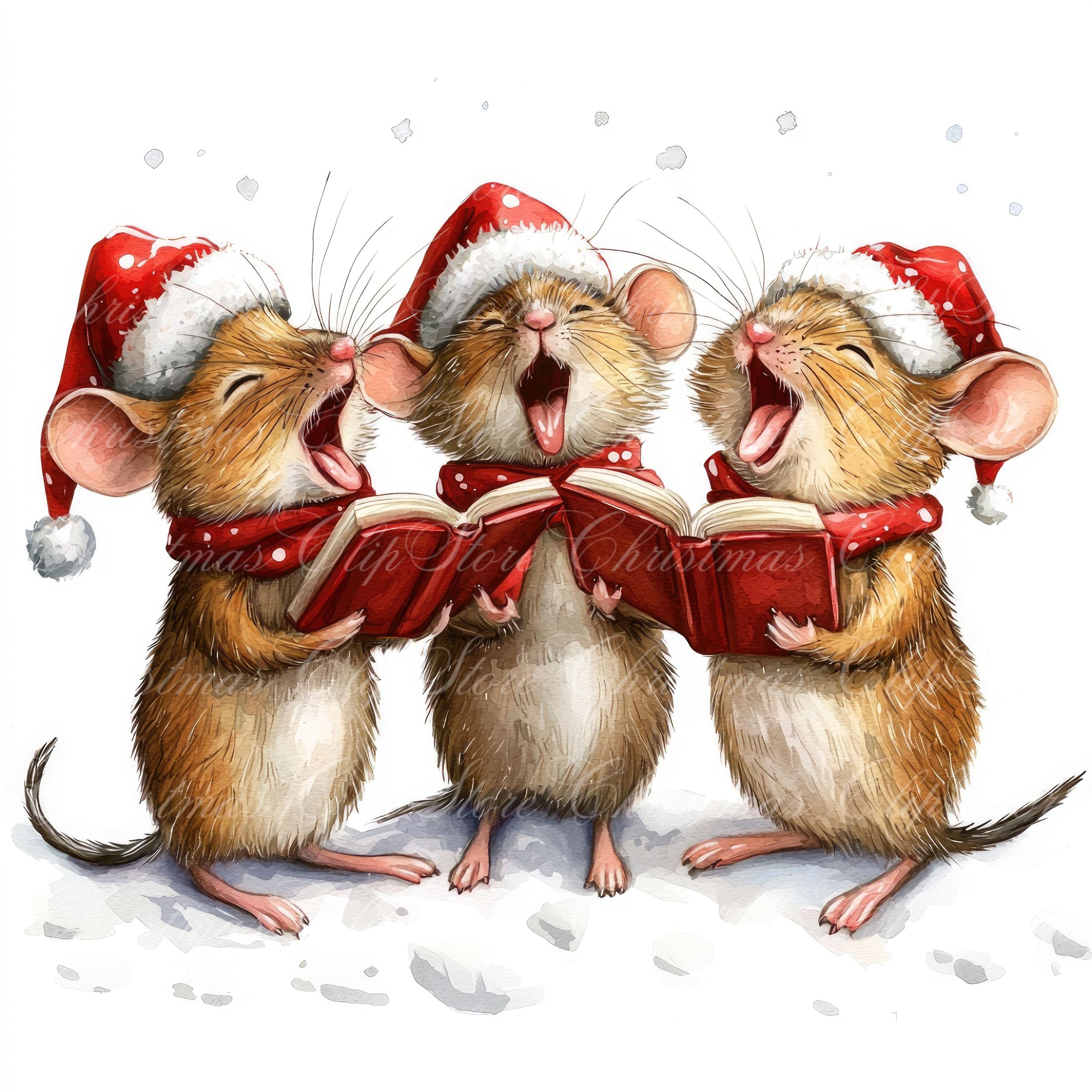 10 Christmas Mouse Carolers Digital Illustrations, High Quality PNG ...