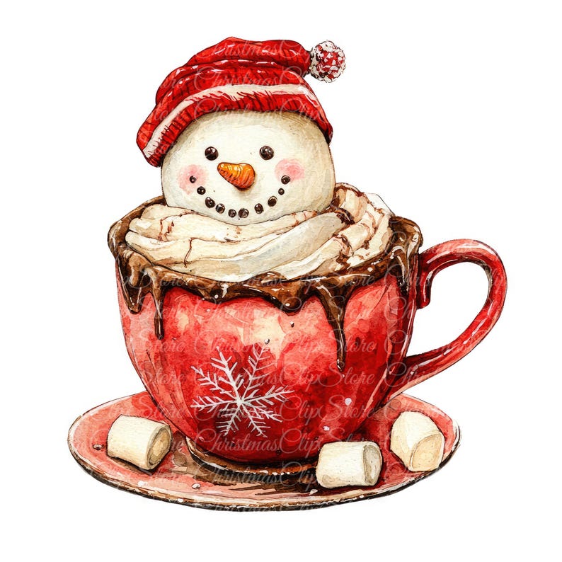 10 Snowman Hot Chocolate Digital Illustration, High Quality PNG & JPG ...