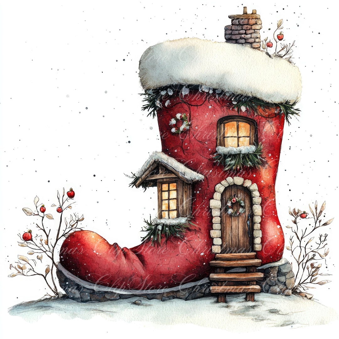 10 Santa Claus Boot House Digital Illustrations, High Quality PNG & JPG ...