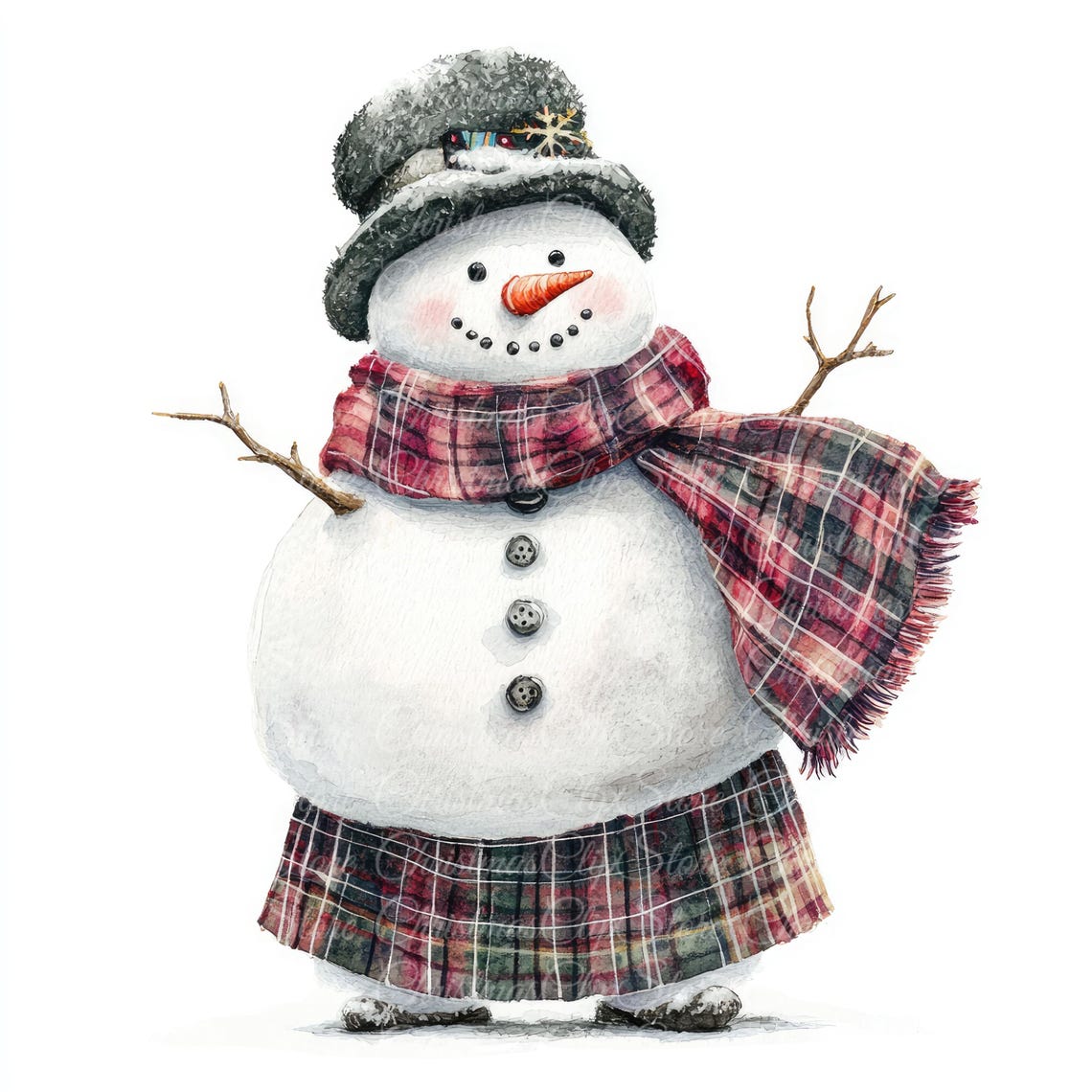 10 Scottish Snowman Digital Illustration, High Quality JPG Images ...