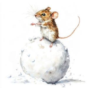 9 Mouse on Snowball Digital Illustration, High Quality JPG Images ...