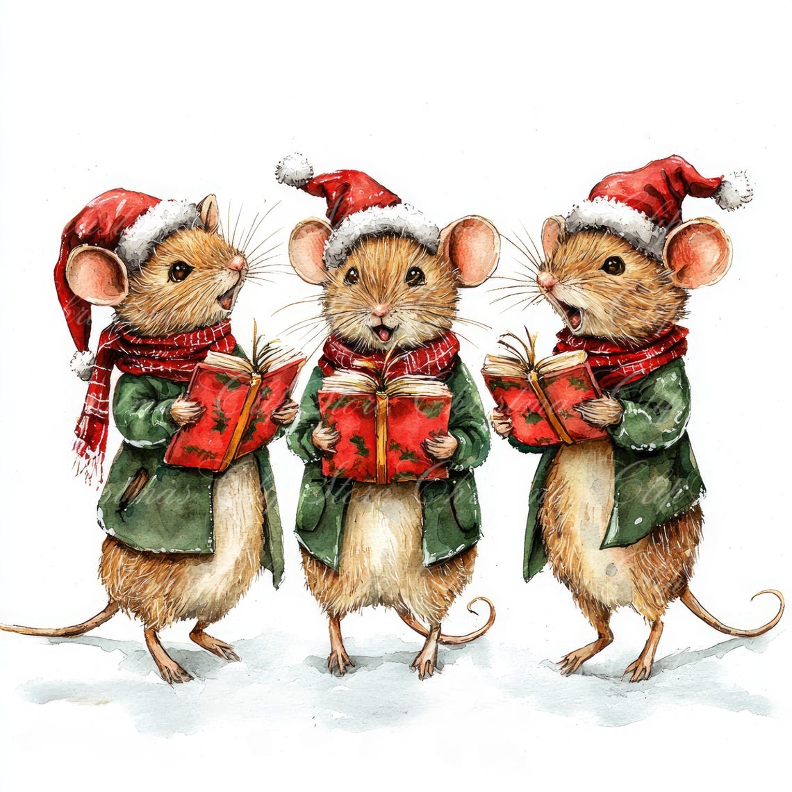 10 Christmas Mouse Carolers Digital Illustrations, High Quality PNG & JPG Images, Clipart ...
