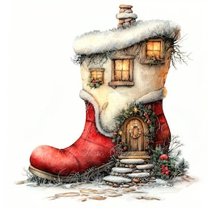 10 Santa Claus Boot House Digital Illustrations, High Quality PNG & JPG ...