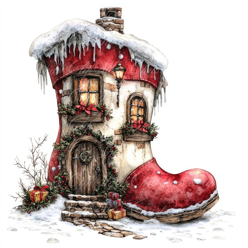 10 Santa Claus Boot House Digital Illustrations, High Quality PNG & JPG ...