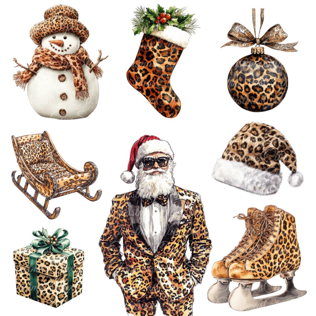 25 Leopard Print Christmas Digital Illustrations, High Quality PNG ...