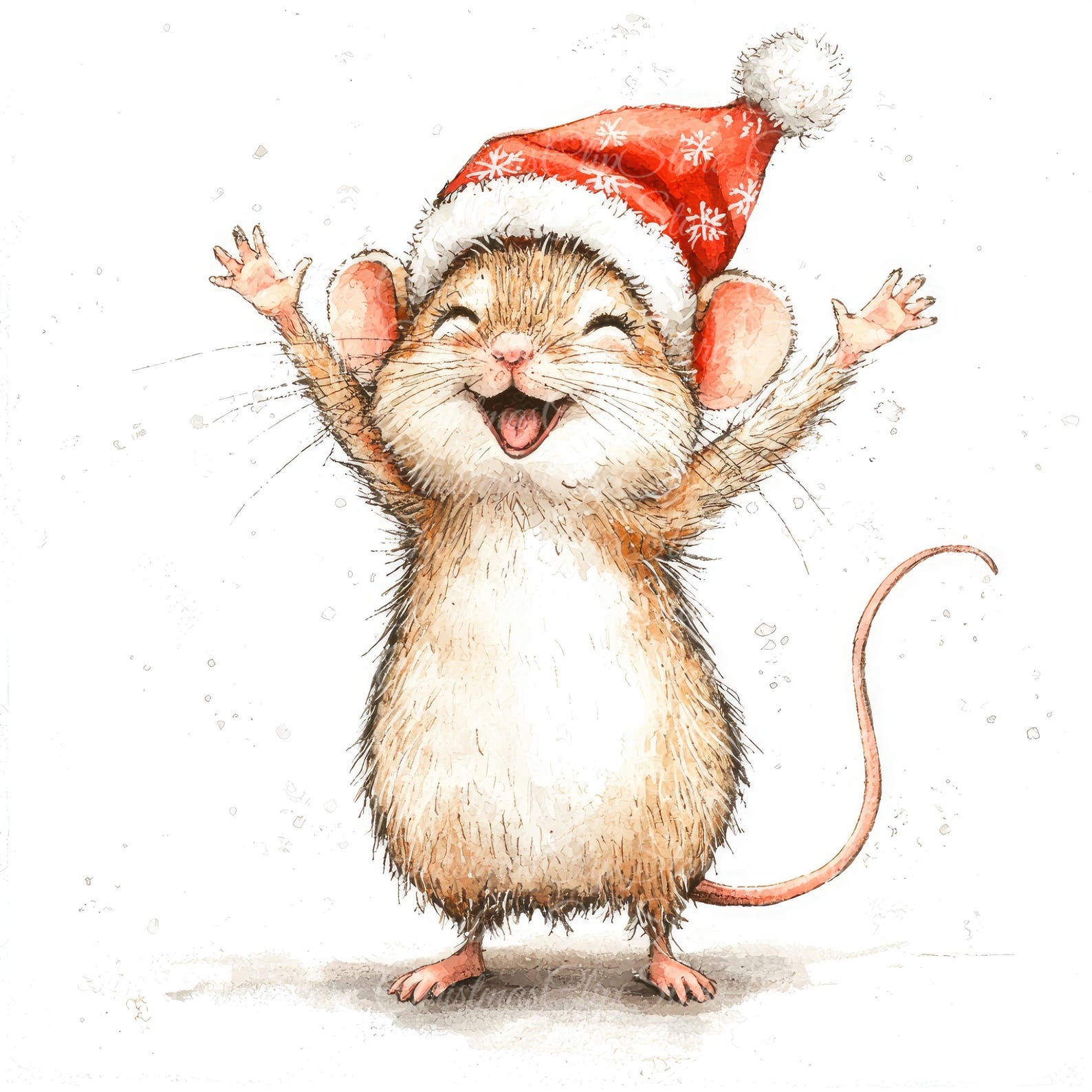 10 Happy Christmas Mouse Digital Illustrations, High Quality JPG Images ...