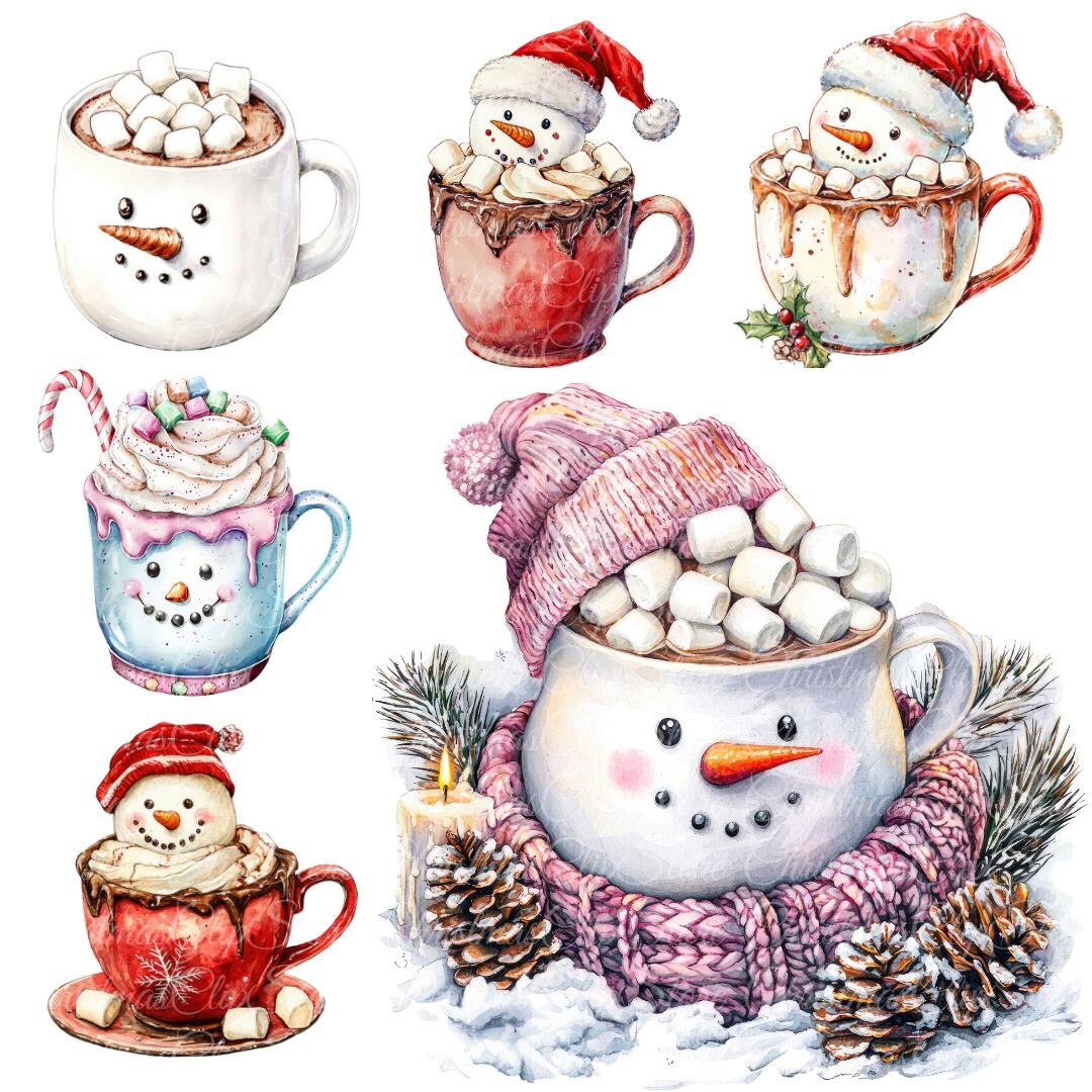 10 Snowman Hot Chocolate Digital Illustration, High Quality PNG & JPG ...