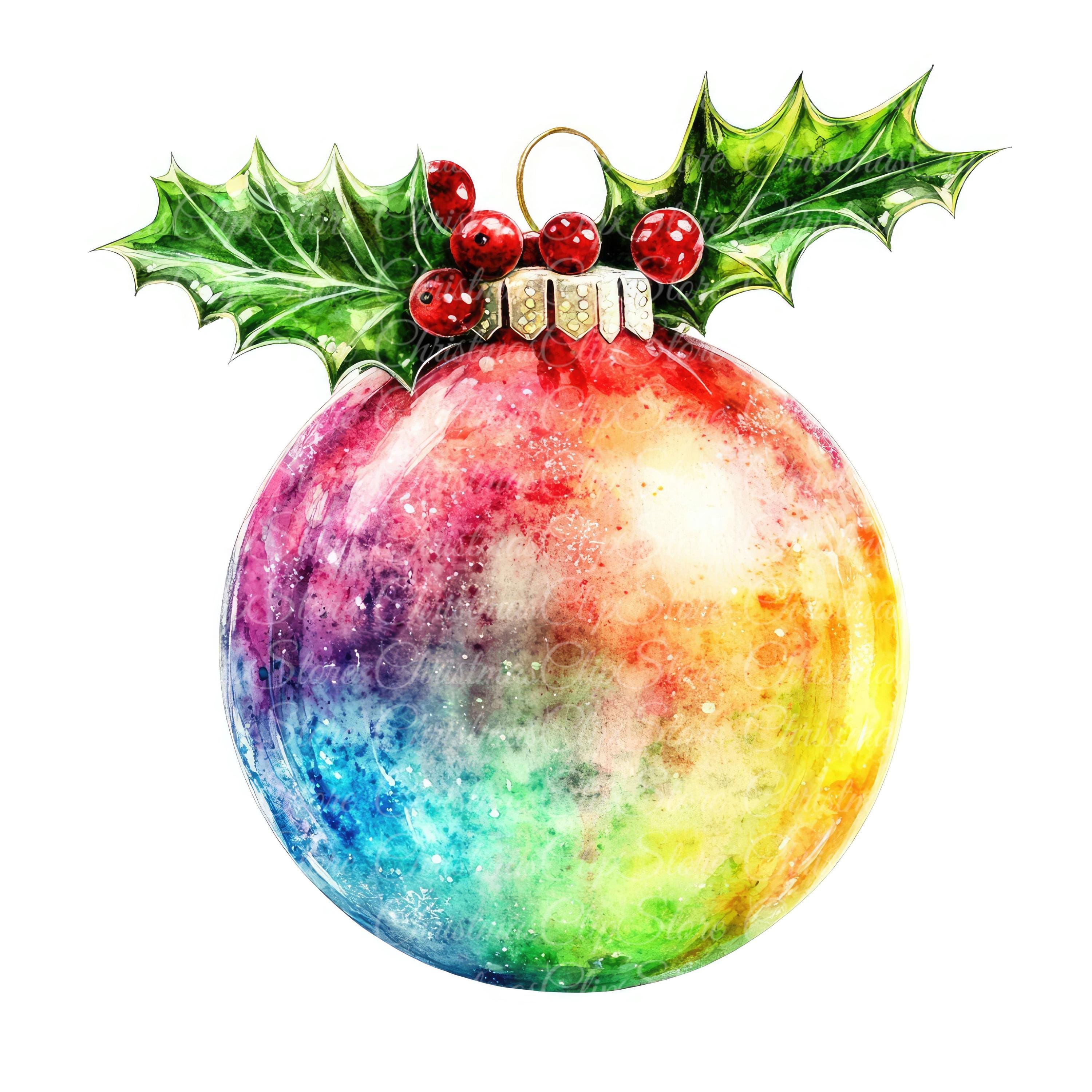 Rainbow Christmas Bauble Clipart, Winter Ornaments (digital Download ...