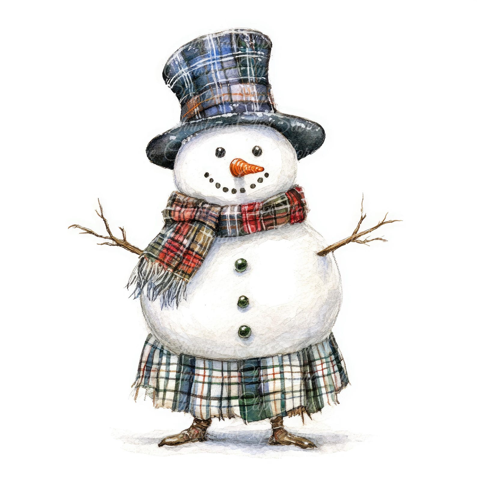 10 Scottish Snowman Digital Illustration, High Quality JPG Images ...