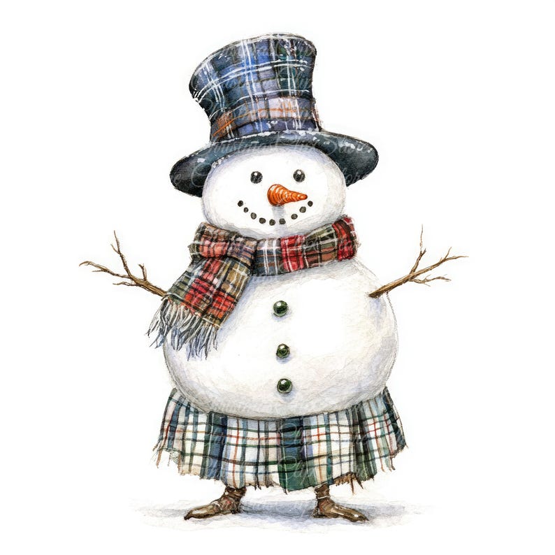 10 Scottish Snowman Digital Illustration, High Quality JPG Images ...