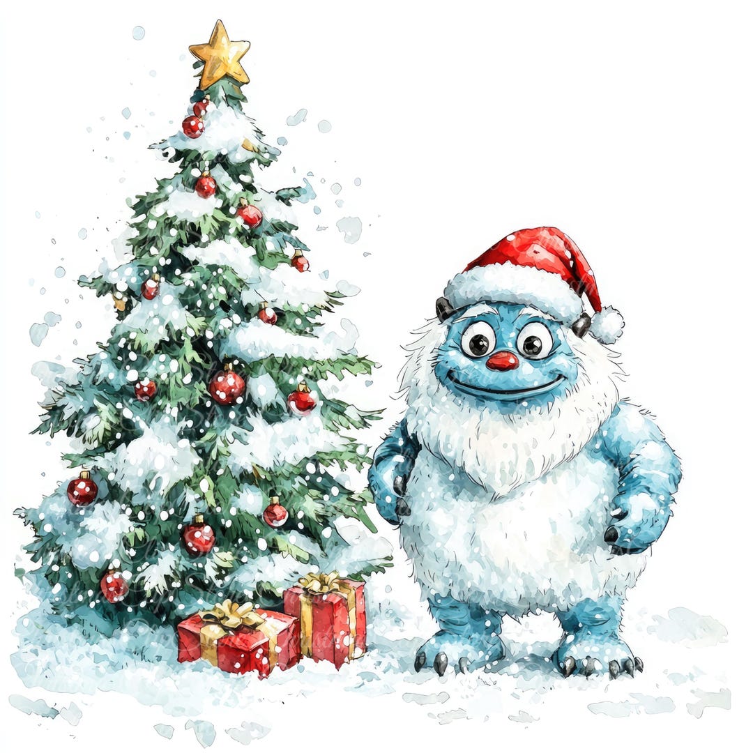 Yeti Christmas Tree Clipart, Cute Monster Illustrations (PNG & JPG) - Etsy