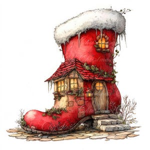 10 Santa Claus Boot House Digital Illustrations, High Quality PNG & JPG ...