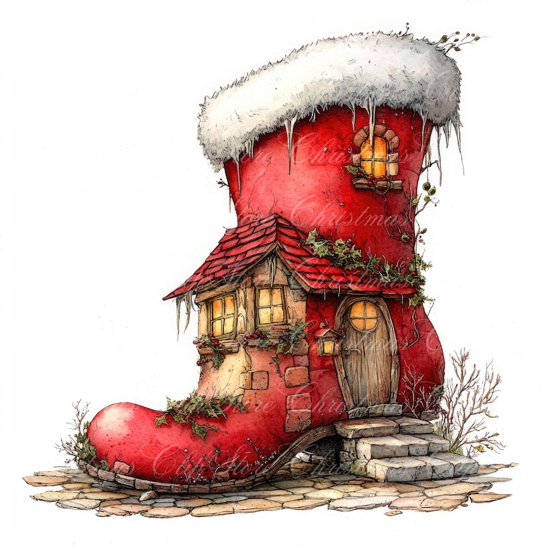 10 Santa Claus Boot House Digital Illustrations, High Quality PNG & JPG ...