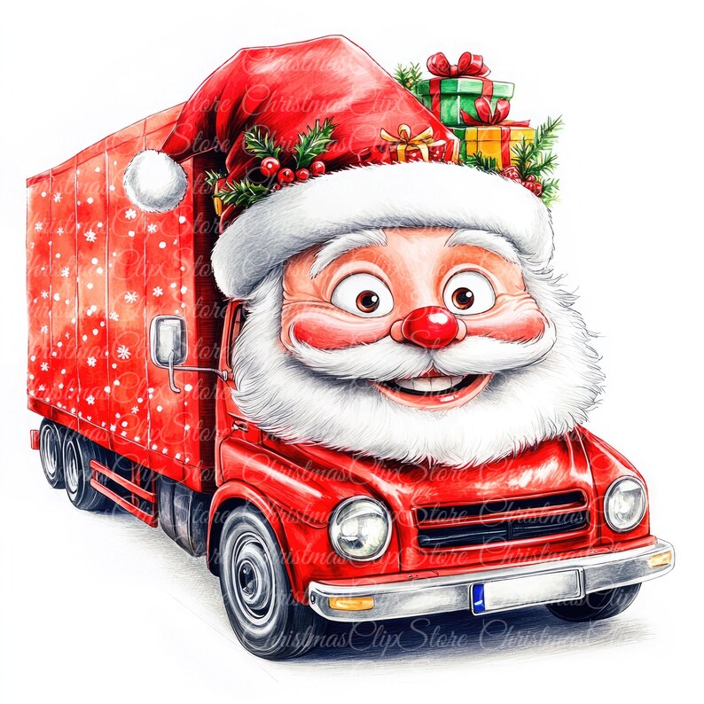 10 Santa Claus Truck Digital Illustrations, High Quality PNG & JPG ...