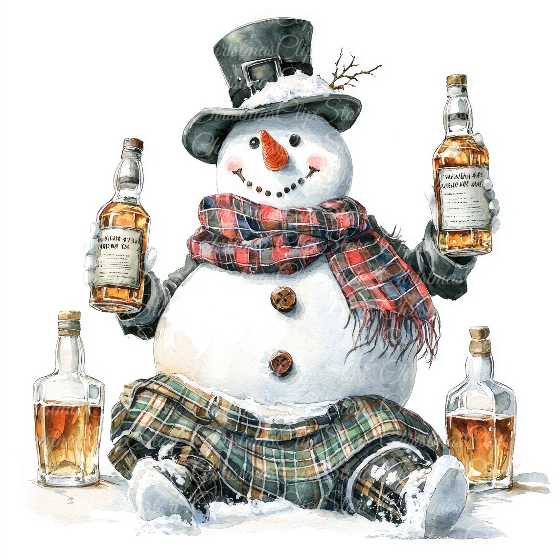 10 Scottish Snowman Digital Illustration, High Quality JPG Images ...