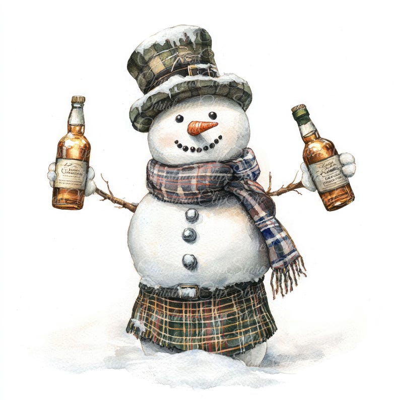 10 Scottish Snowman Digital Illustration, High Quality JPG Images ...