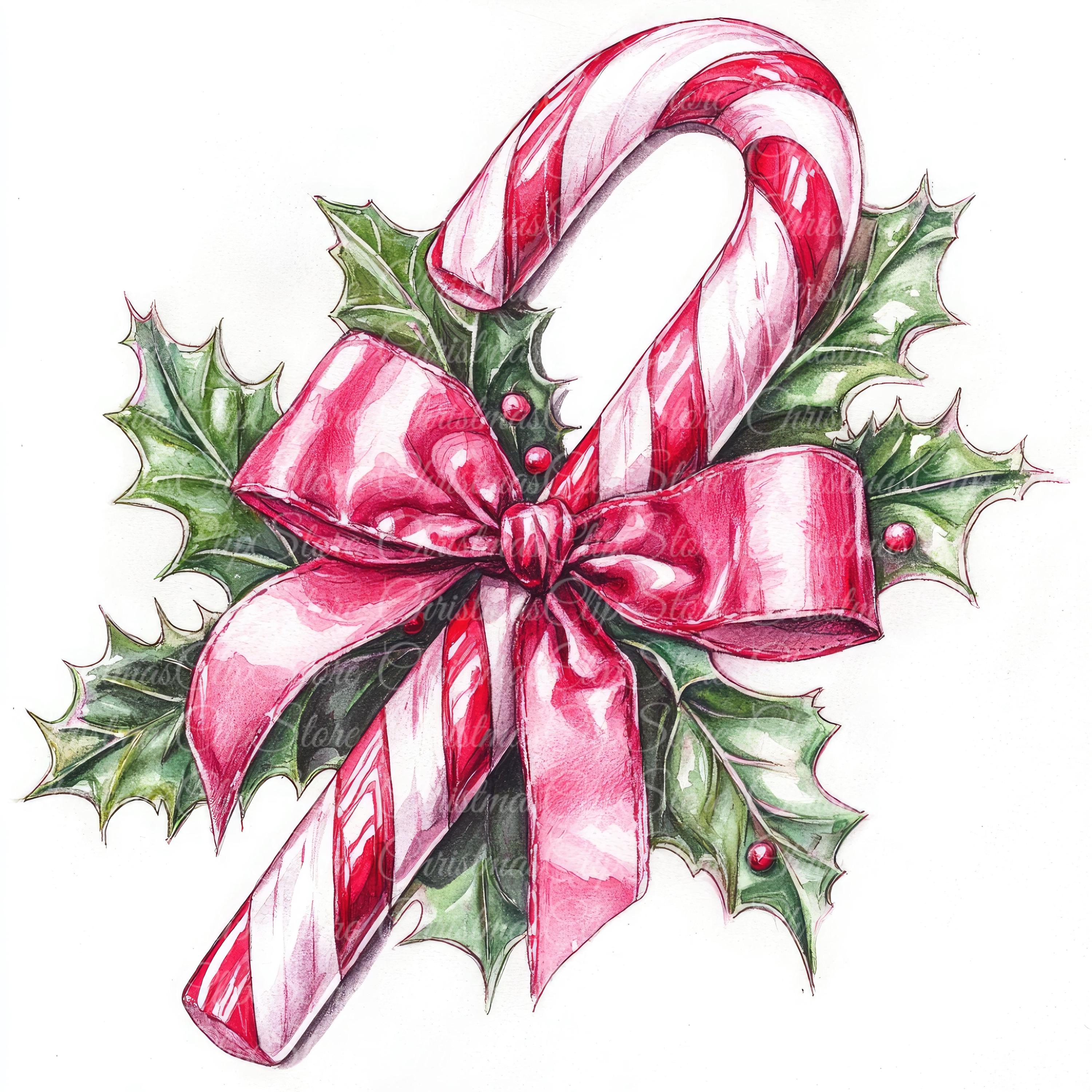 10 Beautiful Candy Cane Digital Illustrations, High Quality PNG & JPG ...