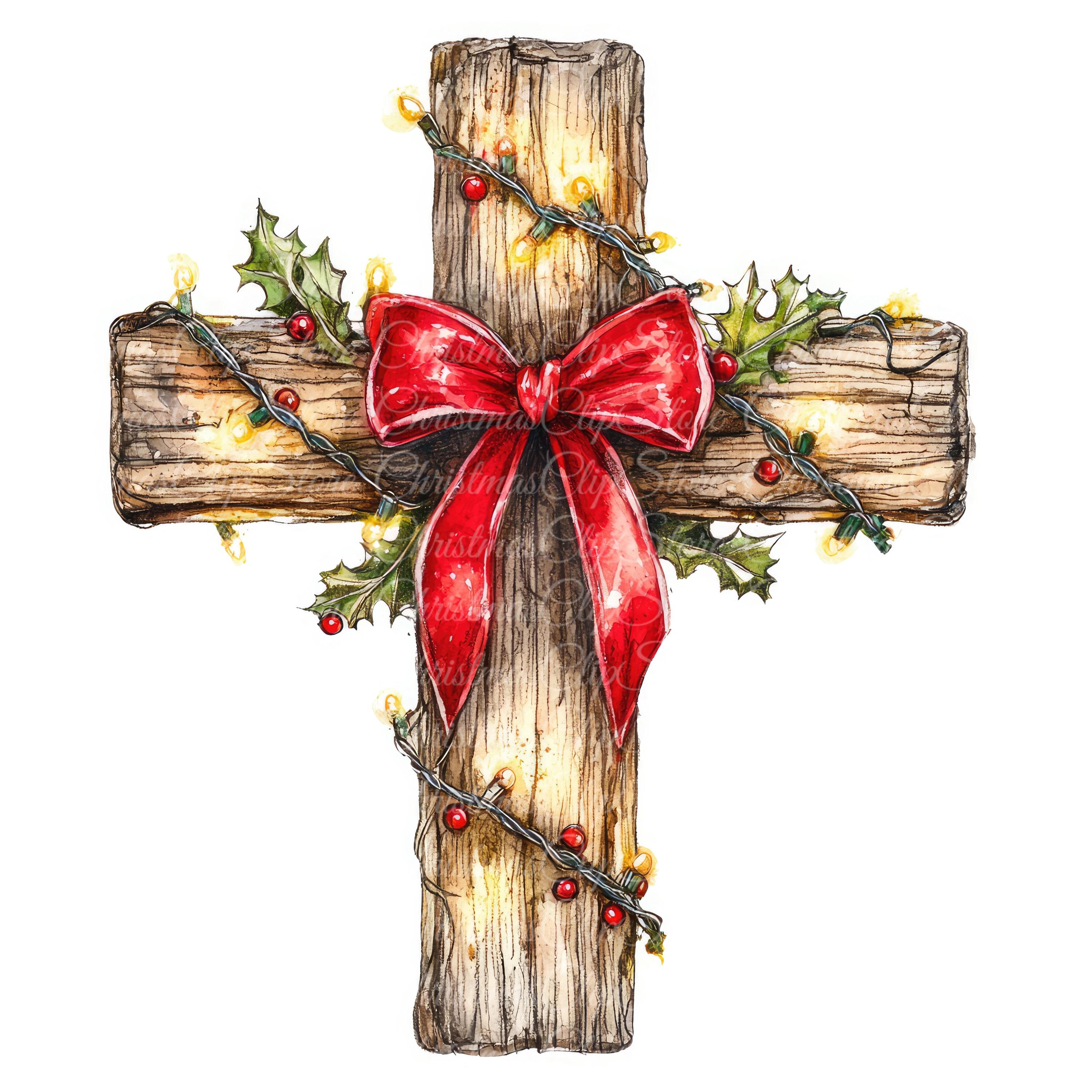 10 Christmas Cross Digital Illustrations, High Quality PNG & JPG Images ...