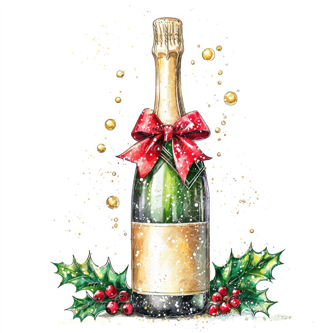 10 Christmas Champagne Digital Illustration, High Quality PNG & JPG ...