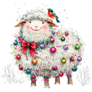 10 Whimsical Christmas Sheep Digital Illustrations, High Quality PNG ...