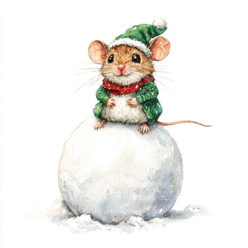 9 Mouse on Snowball Digital Illustration, High Quality JPG Images ...