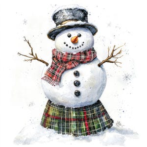 10 Scottish Snowman Digital Illustration, High Quality JPG Images ...