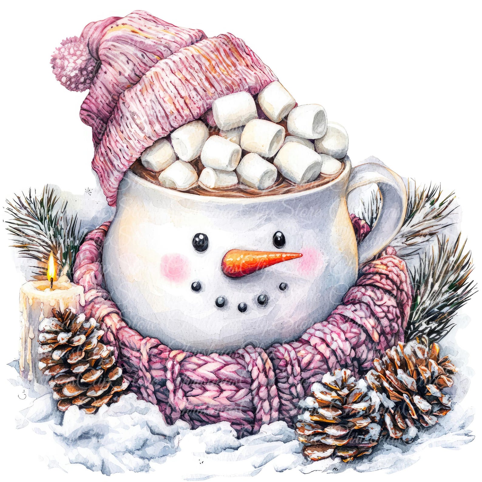 10 Snowman Hot Chocolate Digital Illustration, High Quality PNG & JPG ...