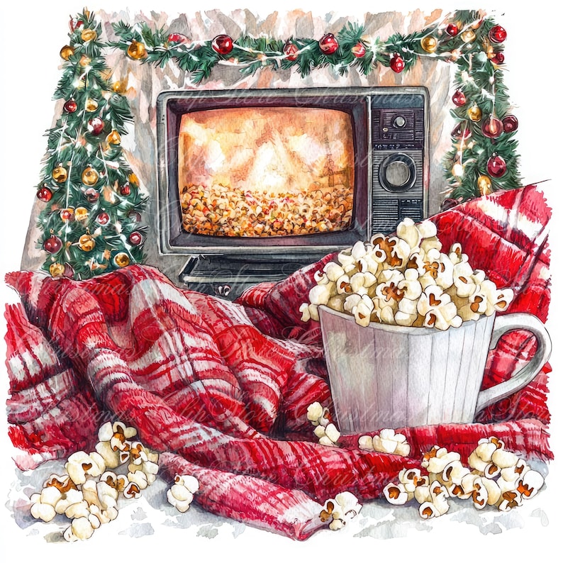 10 Cozy Christmas Movie Digital Illustrations, High Quality JPG Images ...