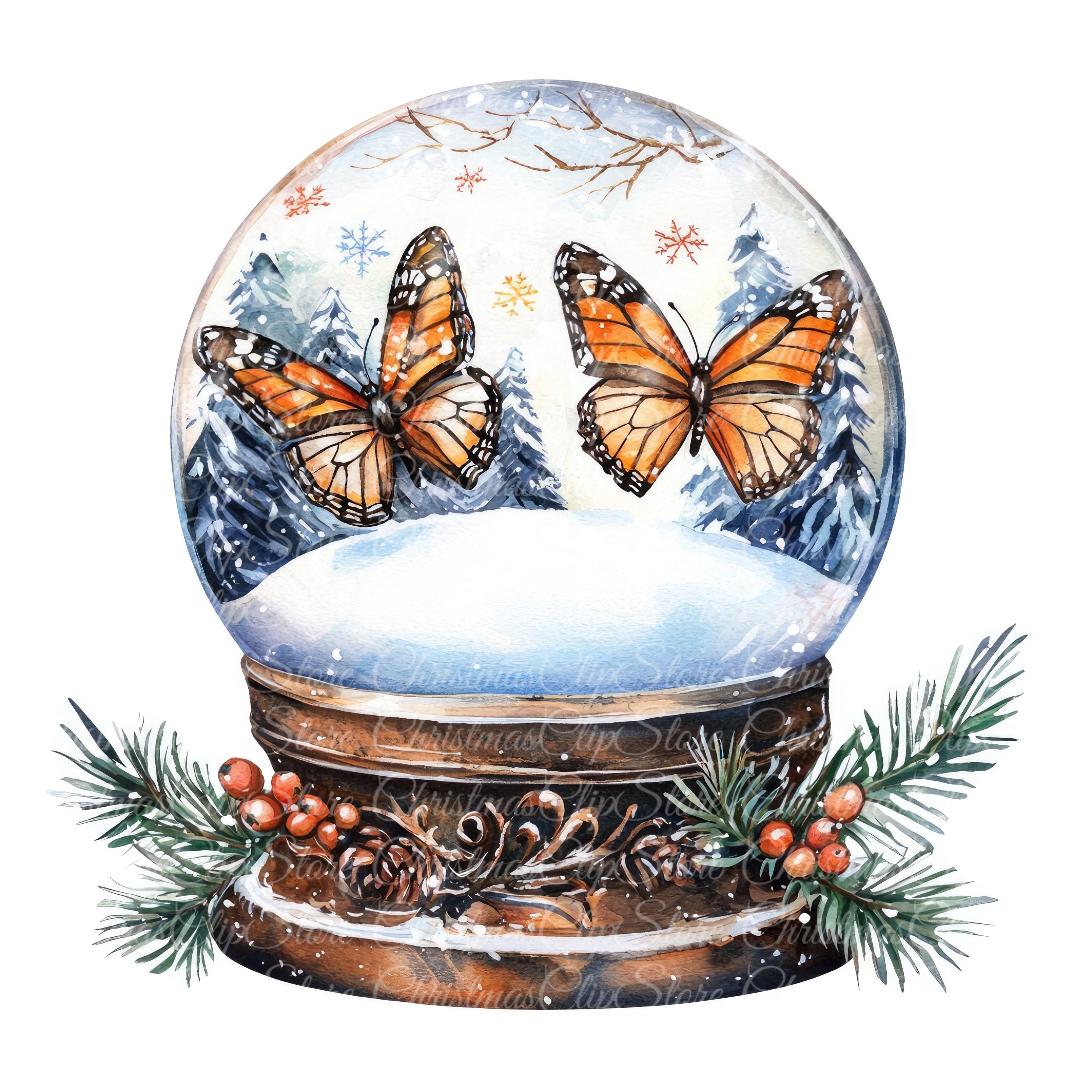 10 Butterflies in Snowglobe Digital Illustrations, High Quality PNG ...