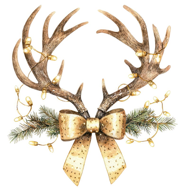 10 Christmas Antlers Digital Illustrations, High Quality PNG & JPG ...