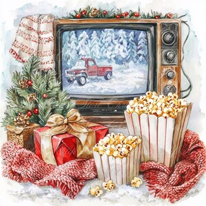 10 Cozy Christmas Movie Digital Illustrations, High Quality JPG Images ...