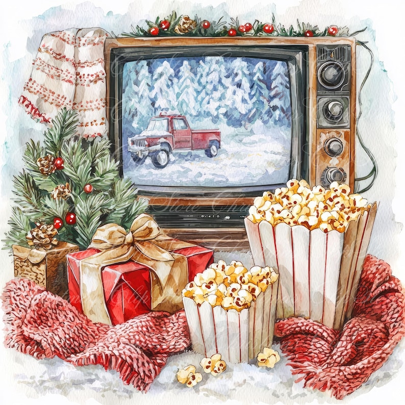 10 Cozy Christmas Movie Digital Illustrations, High Quality JPG Images ...