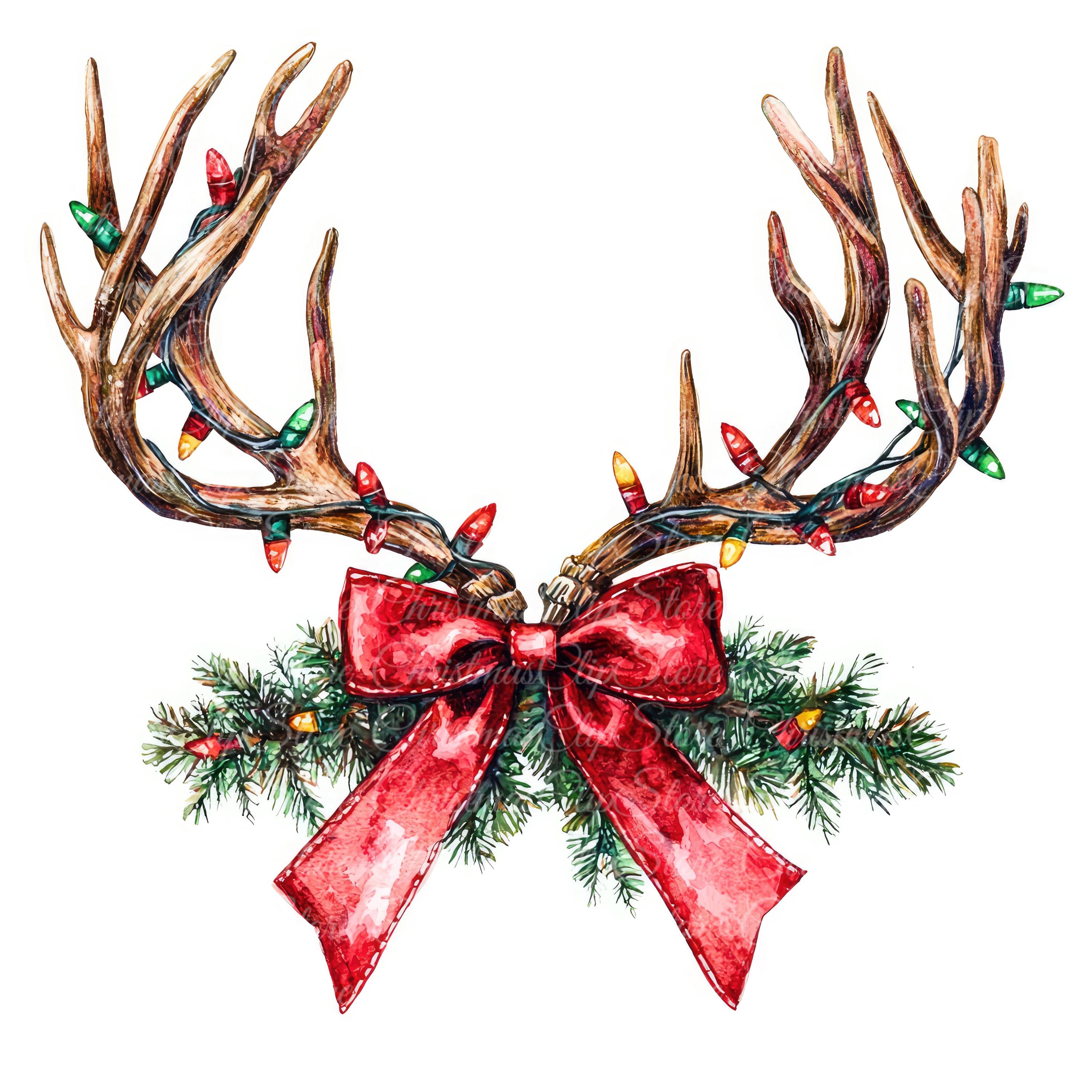 10 Christmas Antlers Digital Illustrations, High Quality PNG & JPG ...