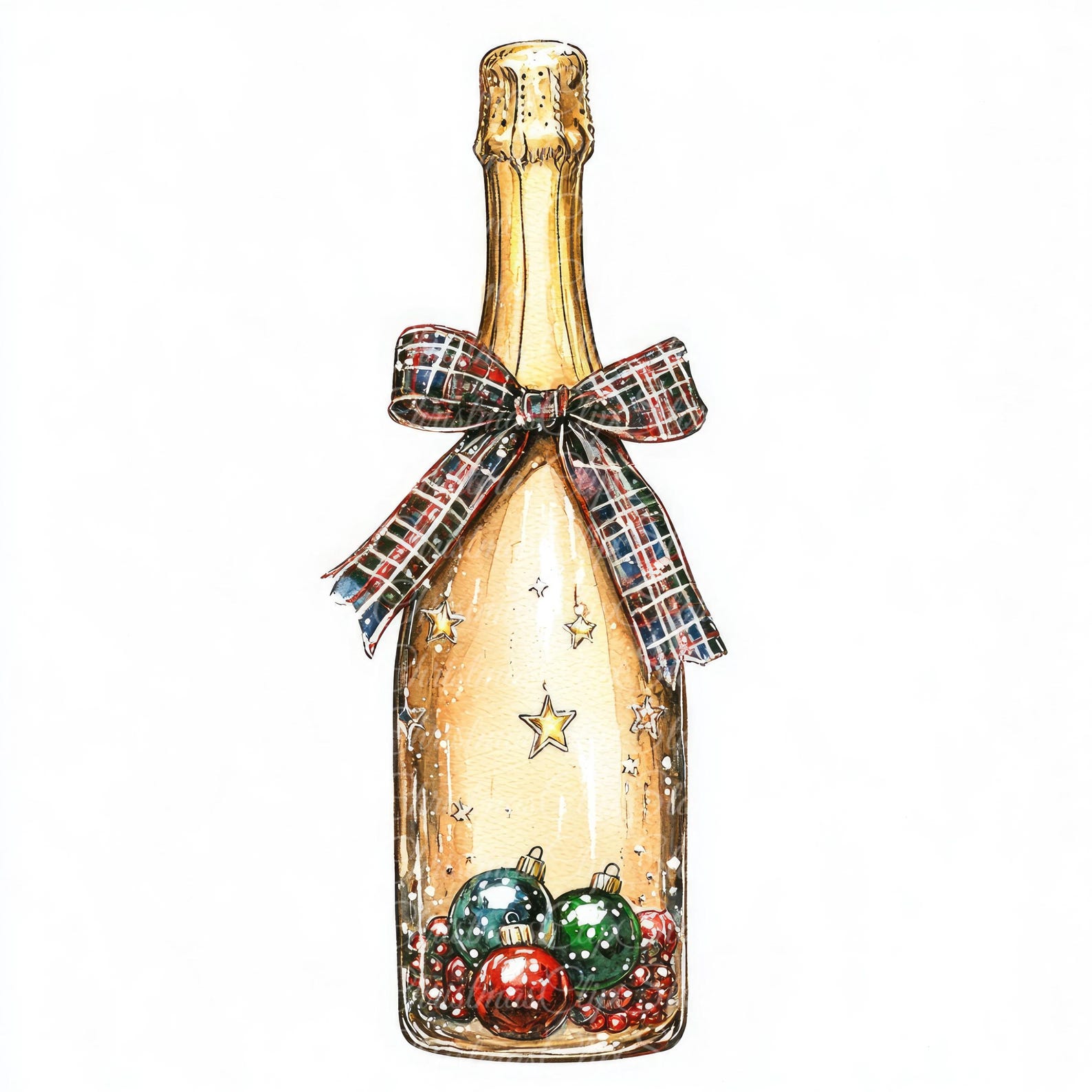 10 Christmas Champagne Digital Illustration, High Quality PNG & JPG ...
