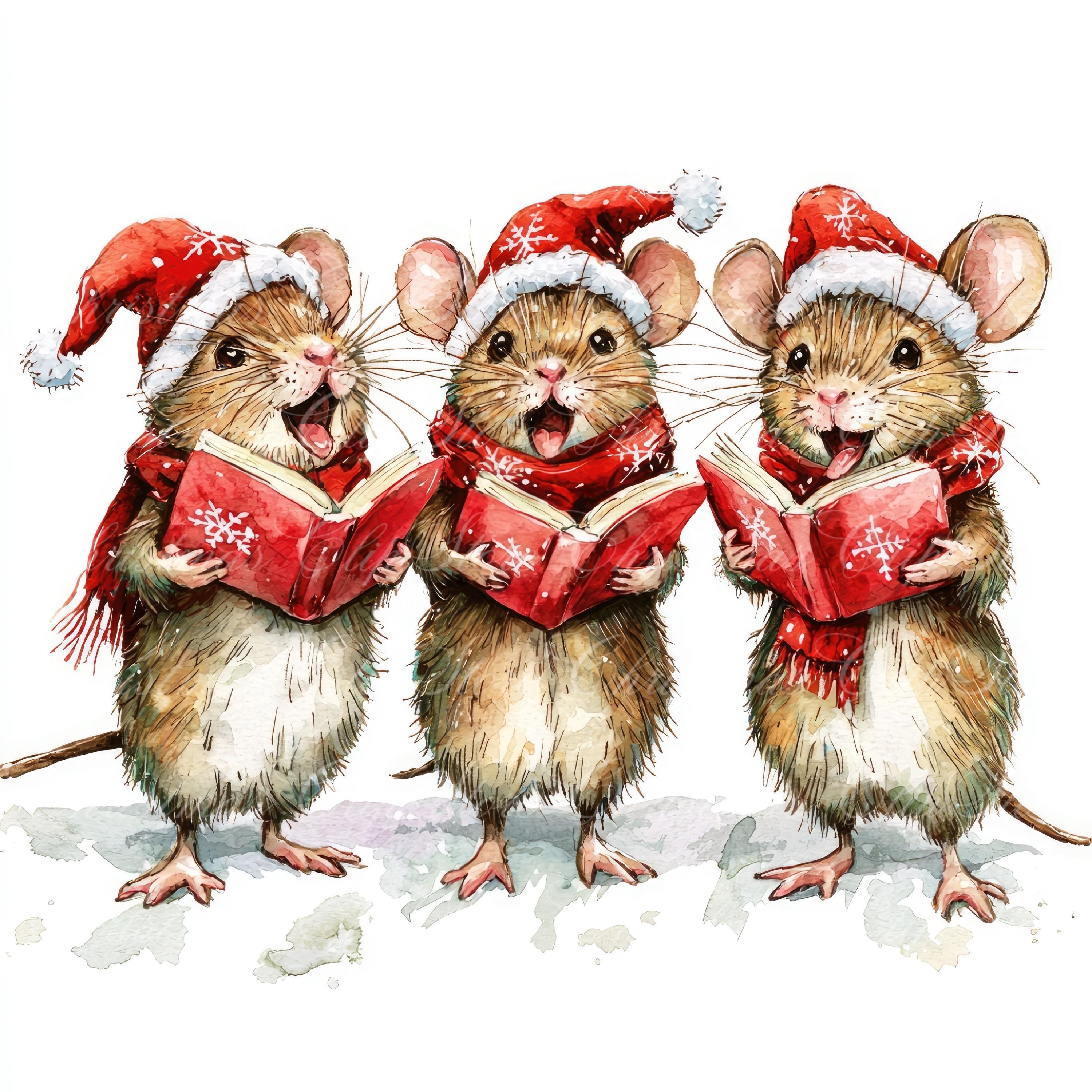 10 Christmas Mouse Carolers Digital Illustrations, High Quality PNG & JPG Images, Clipart ...