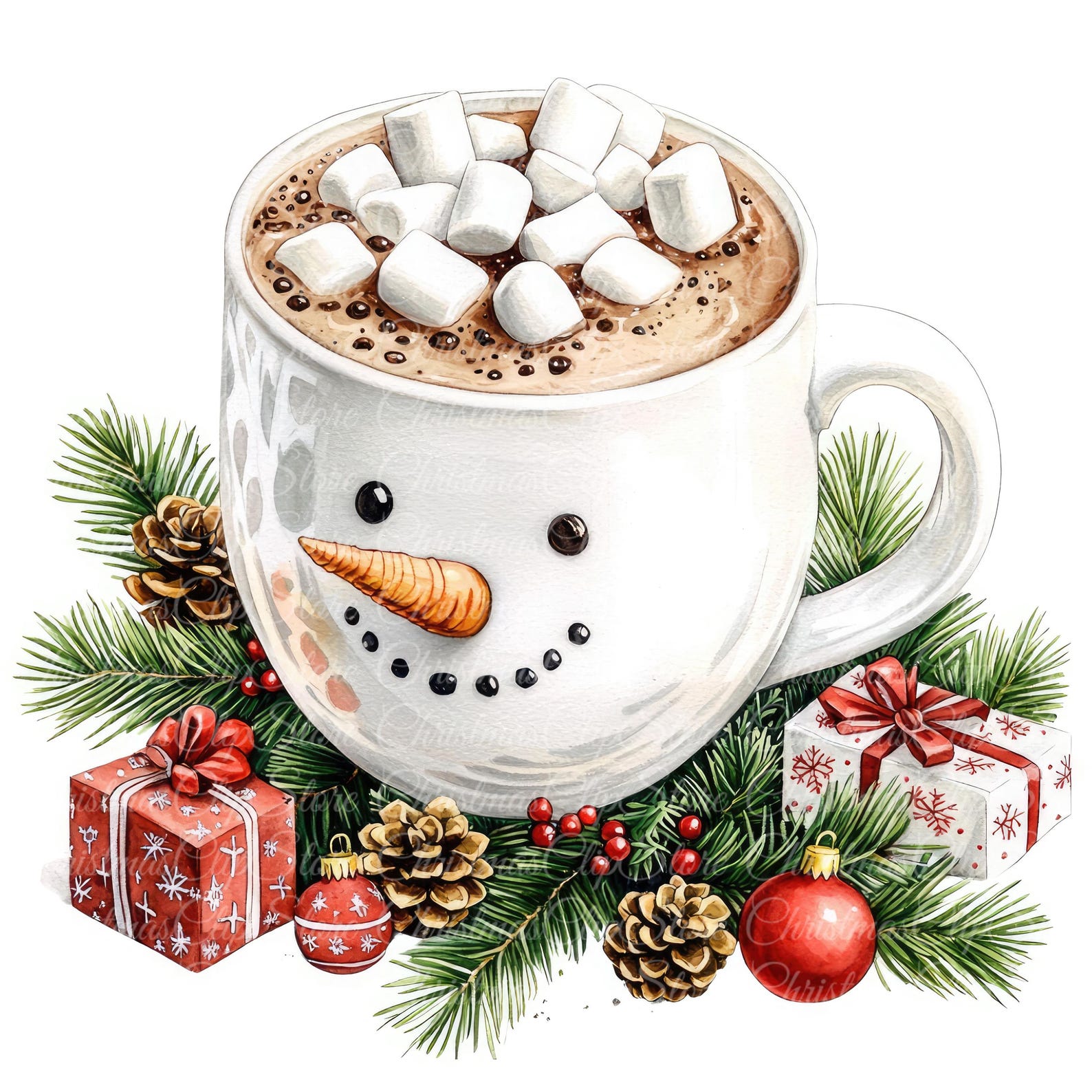 10 Snowman Hot Chocolate Digital Illustration, High Quality PNG & JPG ...