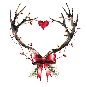 10 Heart Shaped Antlers Digital Illustration, High Quality PNG & JPG ...