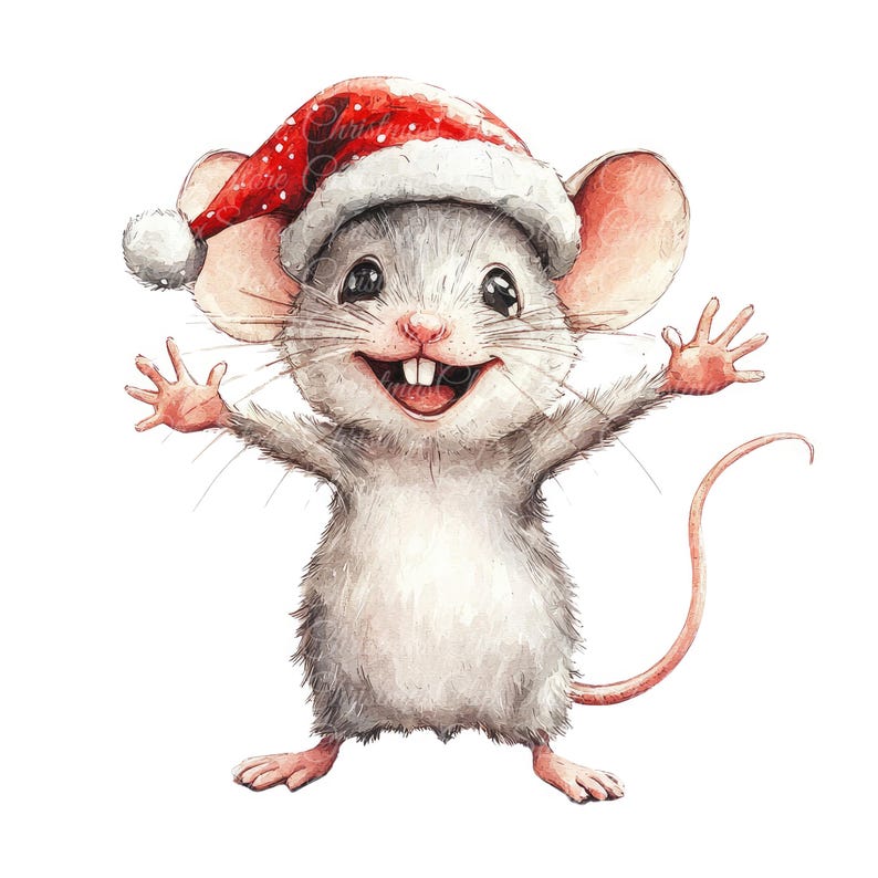 10 Happy Christmas Mouse Digital Illustrations, High Quality JPG Images ...